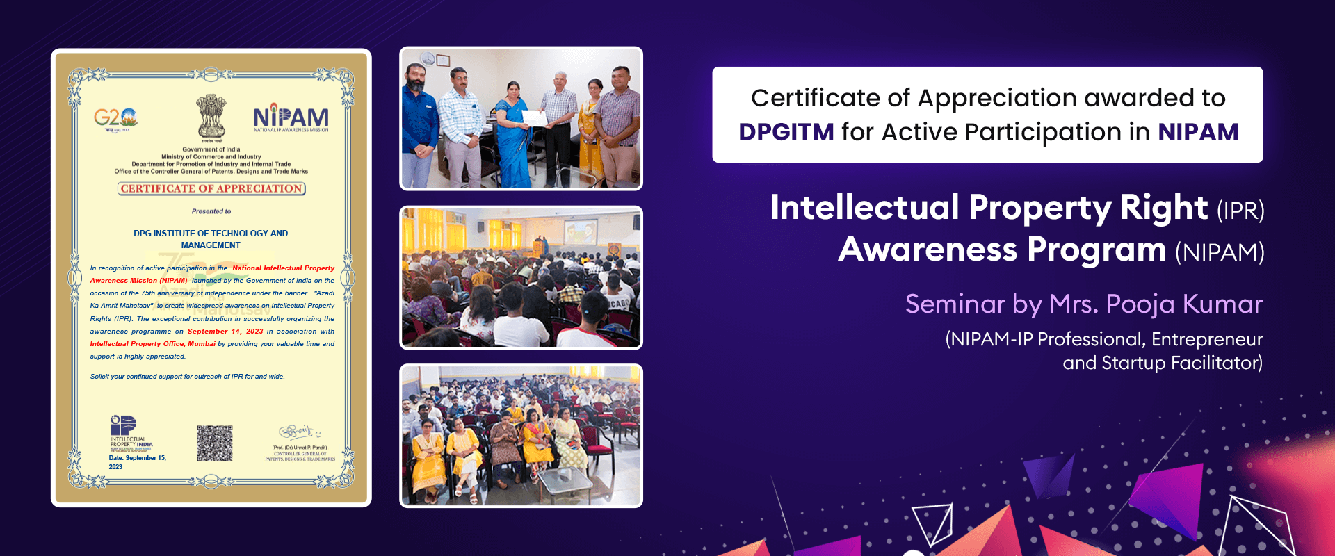 Intellectual Property Right Awareness Program - DPG Institute of ...